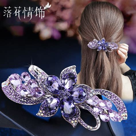 发夹女高端头发夹子后脑勺发卡一字夹弹簧夹气质妈妈发饰水钻头饰 虎窝淘