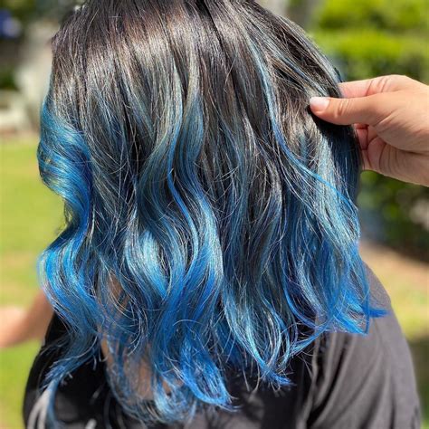 Blue Hair Tips Brown Hair