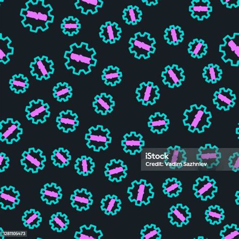 라인 Ui 또는 Ux 디자인 아이콘 은 검은 색 배경에 절연 원활한 패턴 벡터 Crash Site에 대한 스톡 벡터 아트 및