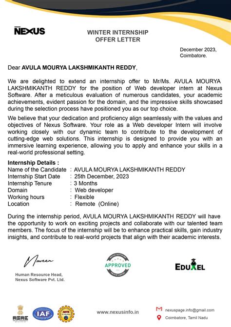 Mourya Lakshmikanth Reddy Avula On Linkedin Nexus Nexus Nexusintern Nexusinfo