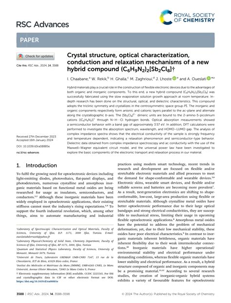 Pdf Crystal Structure Optical Characterization Conduction And