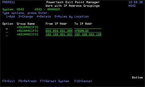 Work With IP Address Groupings Panel