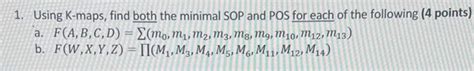Solved Using K Maps Find Both The Minimal SOP And POS Chegg Com