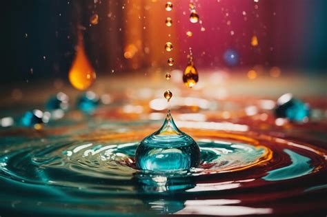 Premium Ai Image Drop Creating Ripple Effect In Liquid