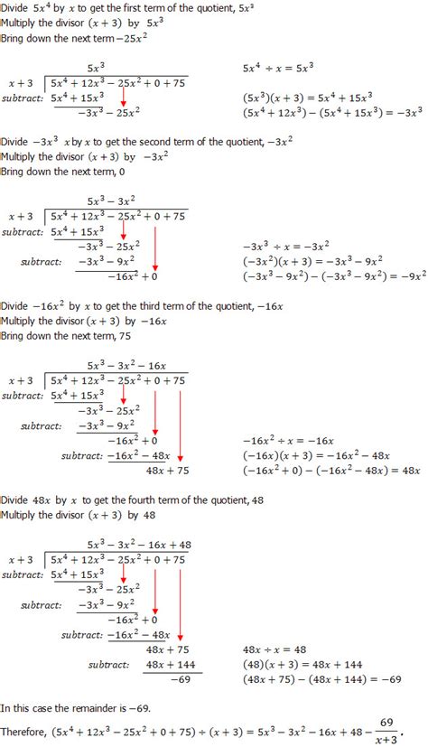 Algebraic Long Division Question 3 With Fully Worked Solution