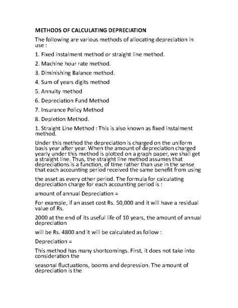 Methods OF Calculating Depreciation METHODS OF CALCULATING DEPRECIATION The Following Are