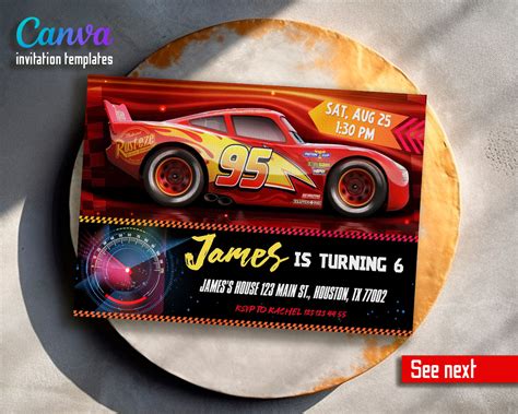 Cars Lighting Mcqueen Customizable Invite Template Instant Download