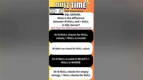 Sql Server Is Null And Null Interview Question Youtube