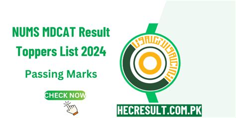 Nums Mdcat Result Toppers List 2024 Passing Marks
