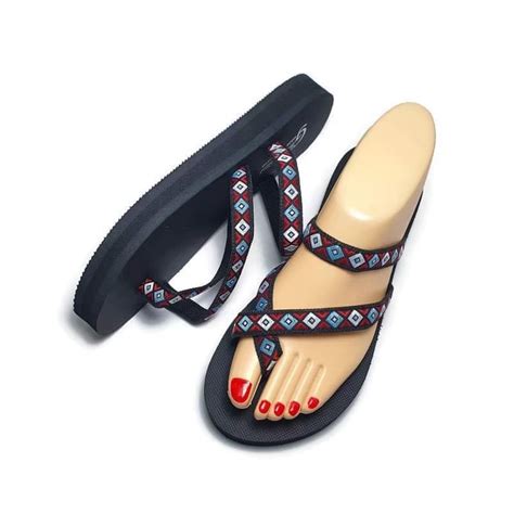 รองเท้าแตะทรงสวมโป้ง ลายผ้าลายวินเทจ สุดฮิต Shopee Thailand