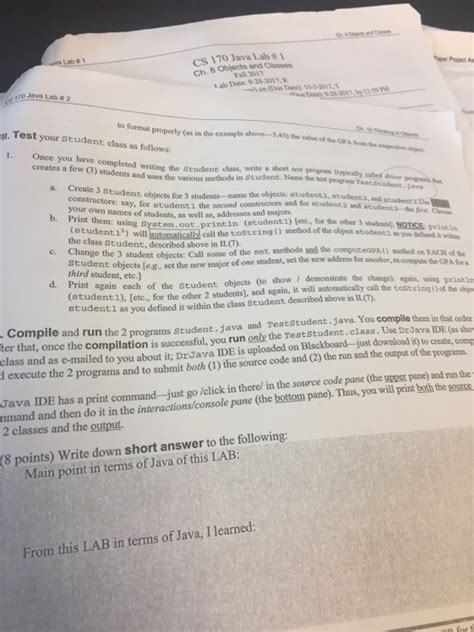 Solved Cs 170 Java Lab 1 Ch 8 Obigcts An Csse I Ab Date