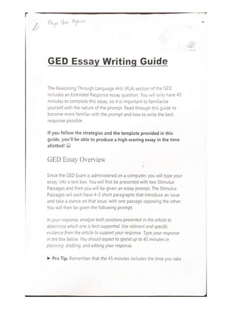 Ged Essay Writing Guide Pdf