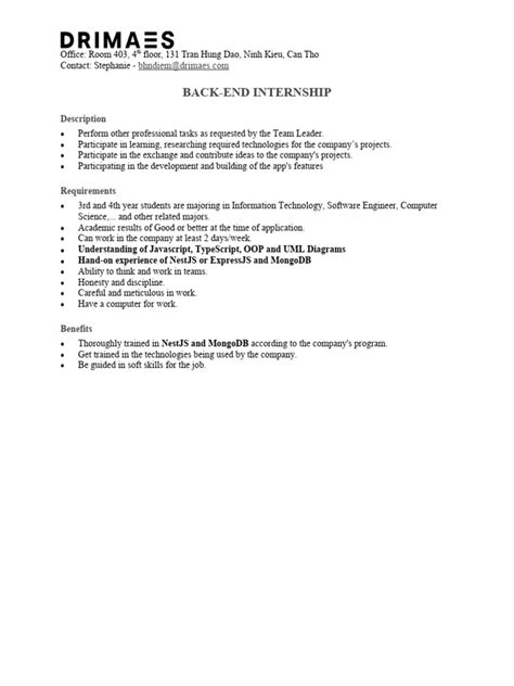 internship backend pdf