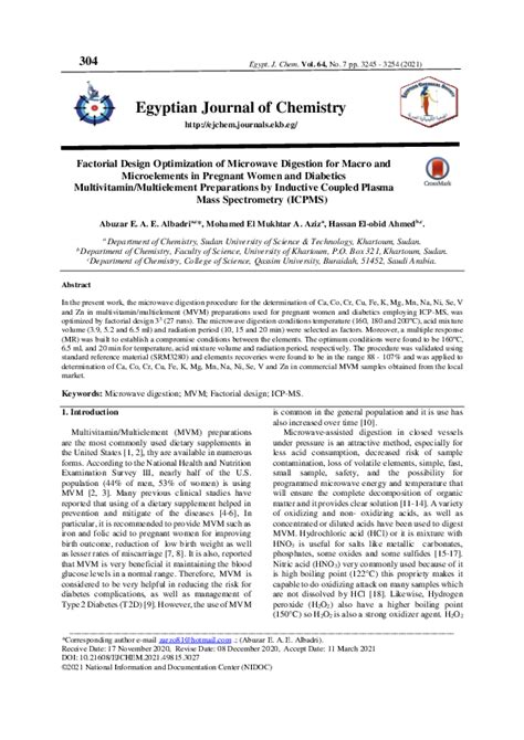 Pdf Factorial Design Optimization Of Microwave Digestion For Macro And Microelements In