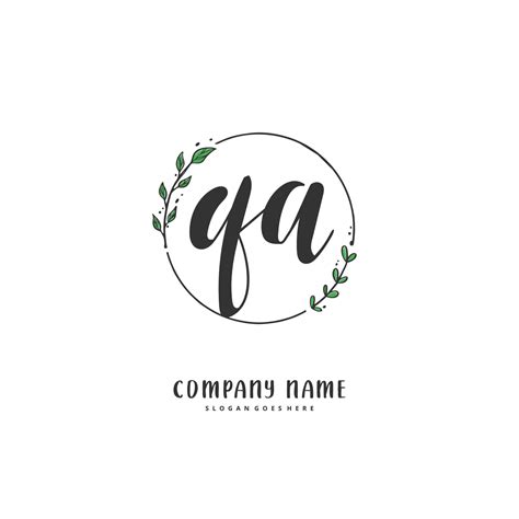QA Initial Handwriting And Signature Logo Design With Circle Beautiful Design Handwritten Logo
