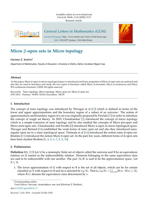 Pdf Micro β Open Sets In Micro Topology