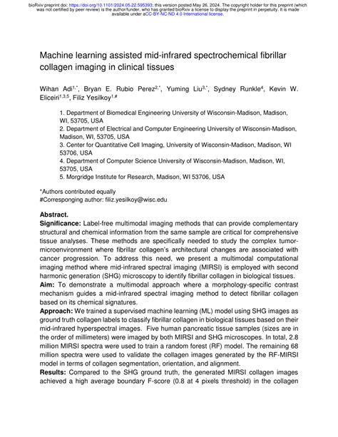 Pdf Machine Learning Assisted Mid Infrared Spectrochemical Fibrillar