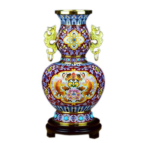 拿货价优戴嘉林福运眼前景泰蓝花瓶纯手工铜胎掐丝珐琅摆件贺寿礼虎窝淘