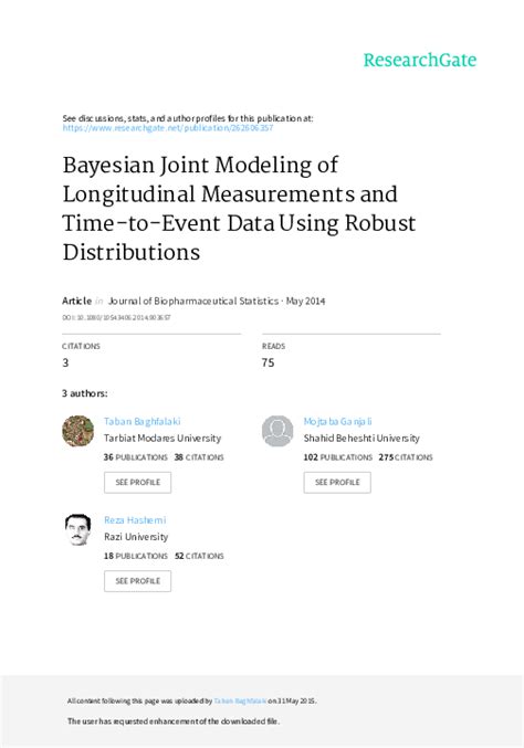 Pdf Robust Joint Modeling Of Longitudinal Measurements And Time To Event Data With Normal