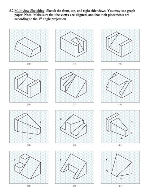 Solved 52 ﻿multiview Sketching Sketch The Front Top And