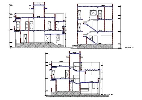 House Section Detail 2d View CAD Structural Block Layout File In