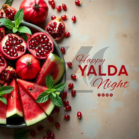 دانلود فایل لایه باز پس زمینه پست شب یلدا با انار هندوانه دانلود