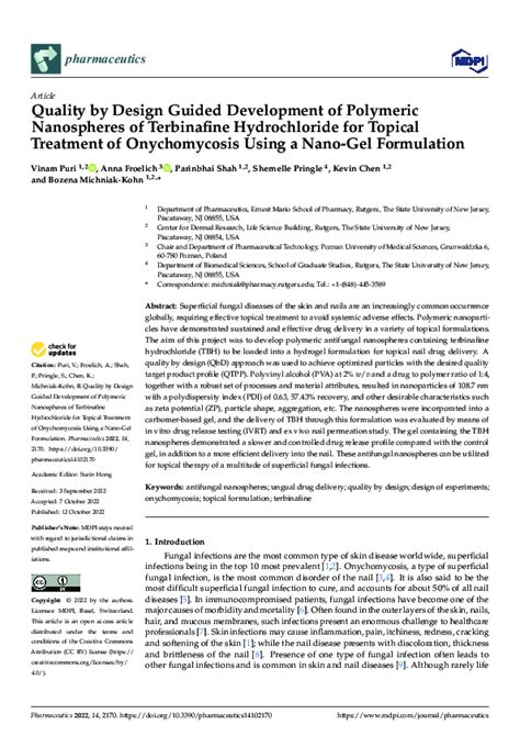 Pdf Quality By Design Guided Development Of Polymeric Nanospheres Of Terbinafine Hydrochloride