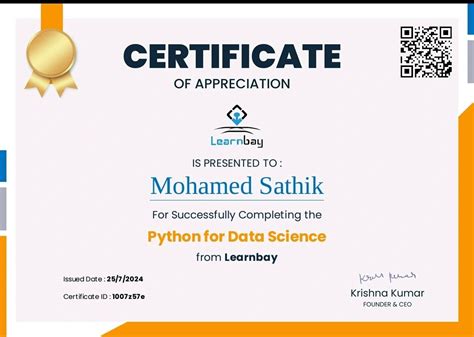 Mohamed Sathik On Linkedin Im Thrilled To Share That Ive Just Completed The Python For Data