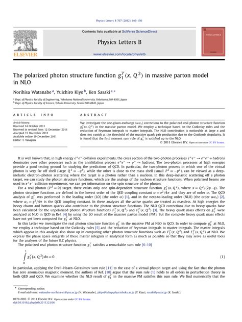 Pdf The Polarized Photon Structure Function G1γxq2 In Massive Parton Model In Nlo
