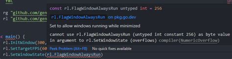 Cannot Use Flagwindowalwaysrun As Byte Value · Issue 137 · Gen2brain Raylib Go · Github