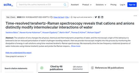 Time Resolved Terahertzraman Spectroscopy Reveals That Cations And