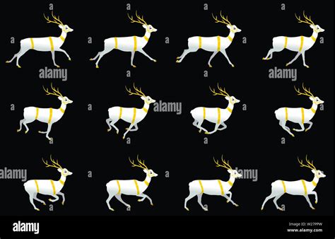 Reindeer Run Cycle Animation Sequence Loop Animation Sprites Stock