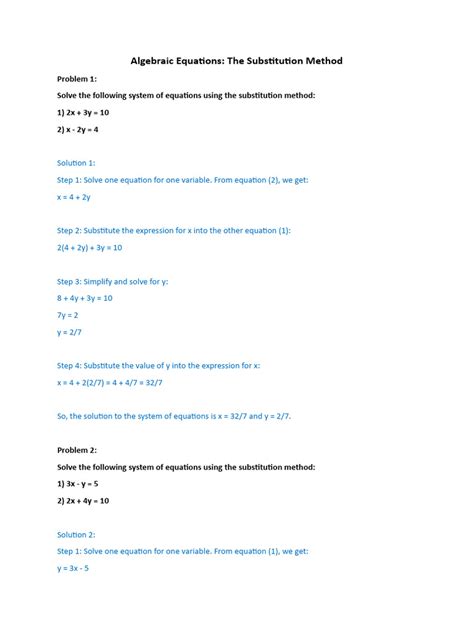 Method Of Substitution Pdf Applied Mathematics Mathematics