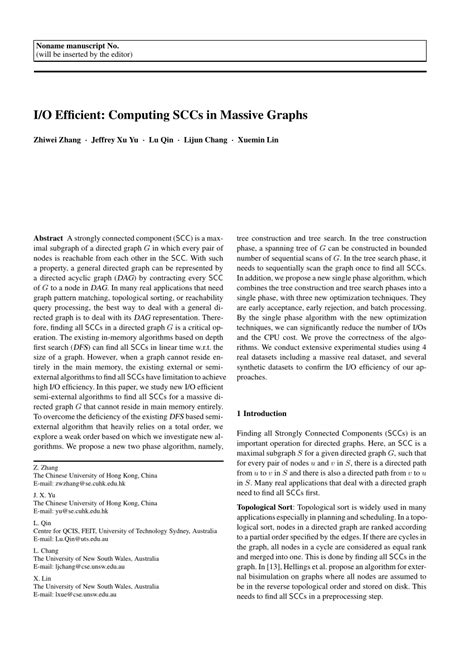 Pdf I O Efficient Computing Sccs In Massive Graphs
