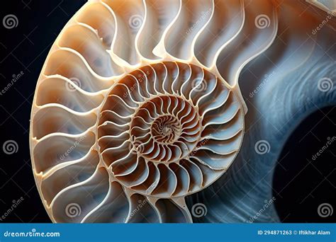 Nautilus Shell On Black Background Computer Generated Abstract Background 3d Render Nautilus