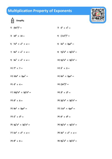 Multiplication Property Of Exponents Worksheets Worksheets Library