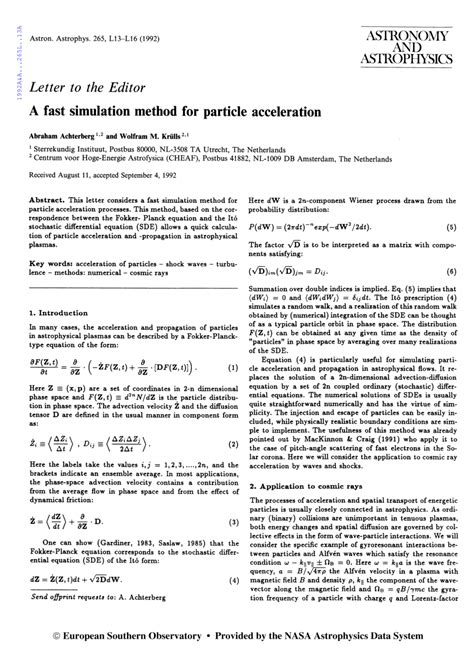 Pdf A Fast Simulation Method For Particle Acceleration