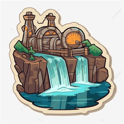 폭포와 댐 스티커 벡터 수력발전 상표 만화 Png 일러스트 및 벡터 에 대한 무료 다운로드 Pngtree