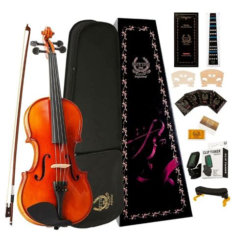 리듬 44 바이올린 세트 초보자를 위한 하프 사이즈 바이올린 세트 하드 케이스 로진 어깨 받침대 활 티몬