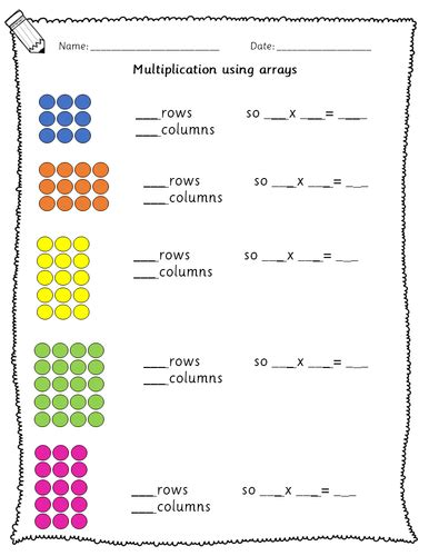 Year 3 Arrays Counting In 2s 5s 10s 3s And 4s Multiplication Beginners Scaffolded