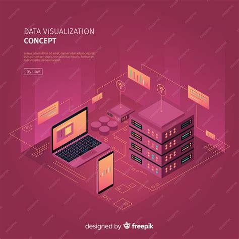 Free Vector Isometric Data Visialization Concept Illustration
