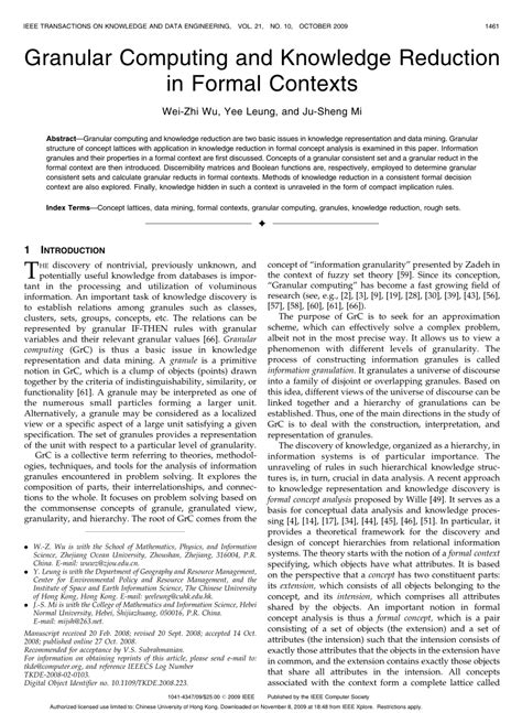 Pdf Granular Computing And Knowledge Reduction In Formal Contexts