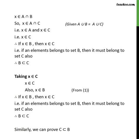 misc 3 let a u b a u c and ab ac show that b c