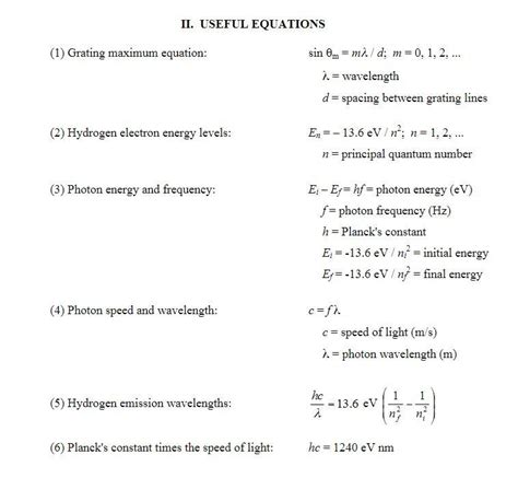 Solved Ii Useful Equations 1 Grating Maximum Equation