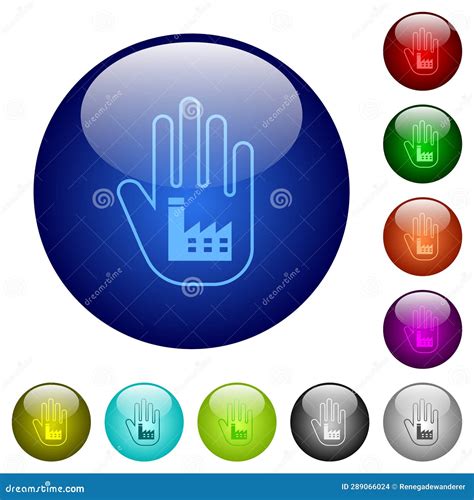 Hand Shaped Power Plant Sanction Sign Outline Color Glass Buttons Stock Vector Illustration Of