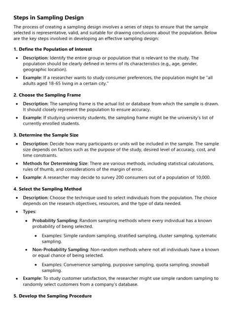 Key Steps In Sampling Design Process Pdf Sampling Statistics