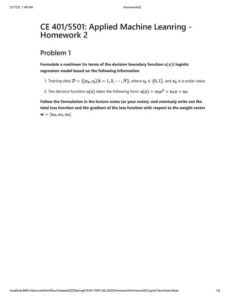 Logistic Regression In Machine Learning PM Homework