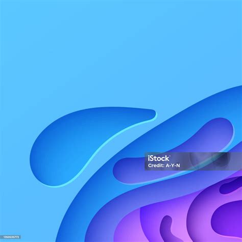 종이 컷 스타일의 네온 물결 모양의 배경 파도가 잘려있는 추상 배너 템플릿 블루와 보라색 색상 그라데이션 카드 와 유체 형태 구멍 종이 접기 부드러운 기하학적 모양벡터 커버