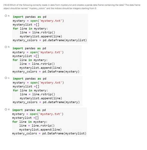 Solved 1b4 Which Of The Following Correctly Tesds In Data