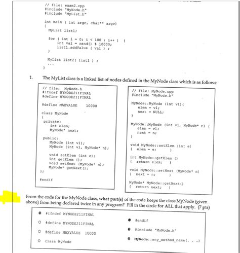 Solved File Exam2cpp Include Mynodeh Include